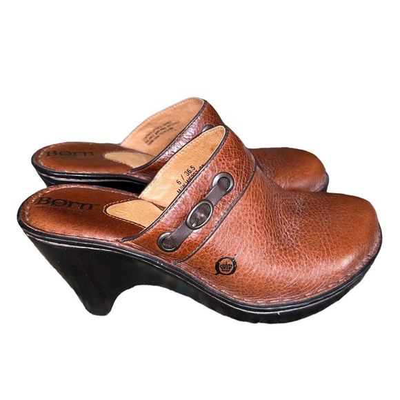 Born | Shoes | Bornbrown Leather Clogs With Man Made Soles With Rivet ...